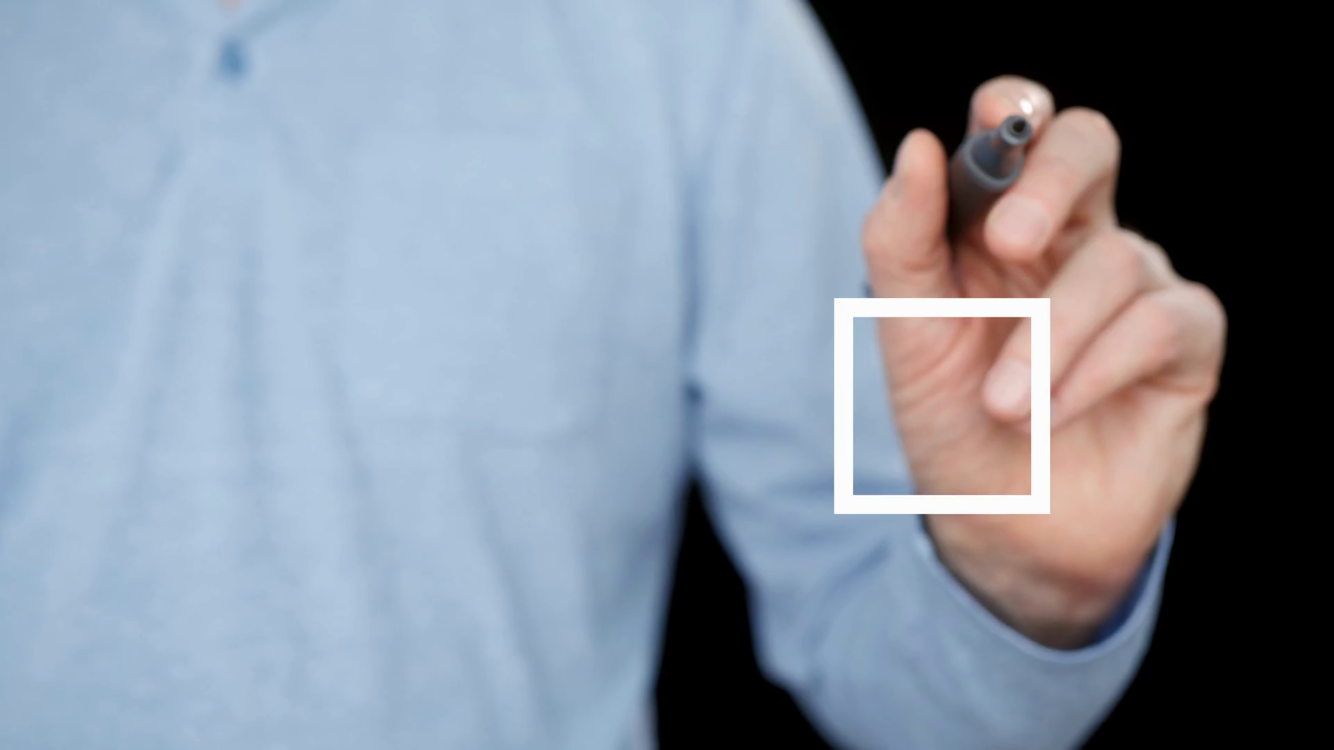 Male hand checking red checkmark on transparent screen check box in ...