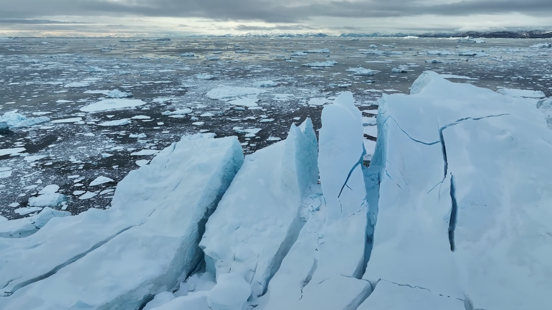 Flying Near Giant Split Iceberg Near Stock Footage SBV-352364657 ...