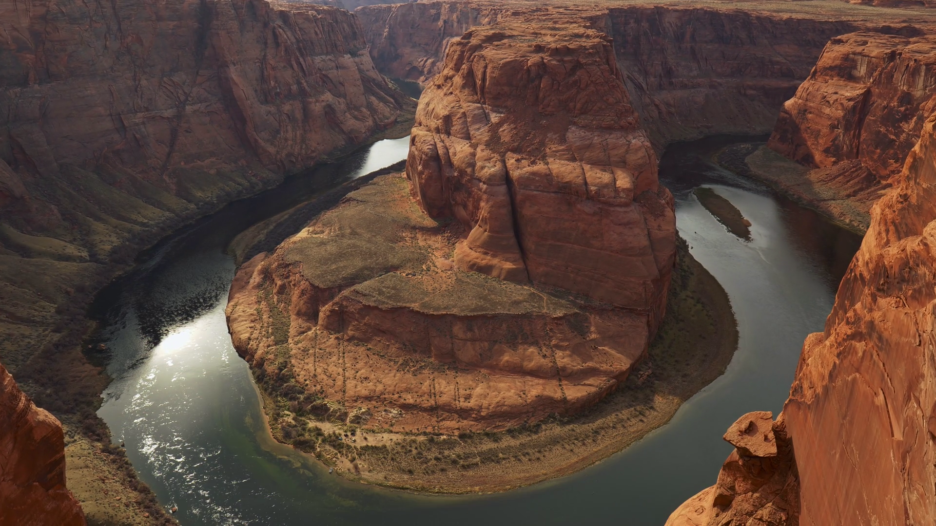 Steadicam Shot Of Horseshoe Bend Usa Orange Stock Footage SBV-352352327 ...