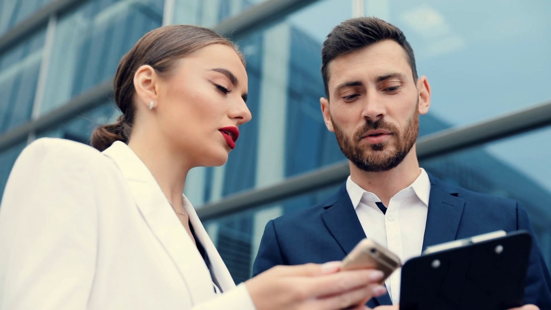 Businesswoman Businessman Working On Phone Stock Footage SBV-323849954 ...