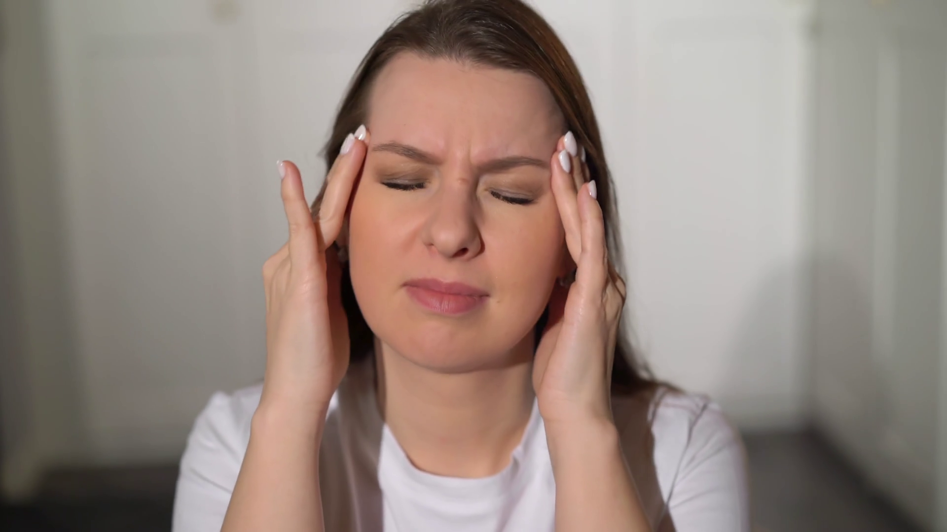 Young Woman Holding Head Female With Stock Footage SBV-352013591 ...