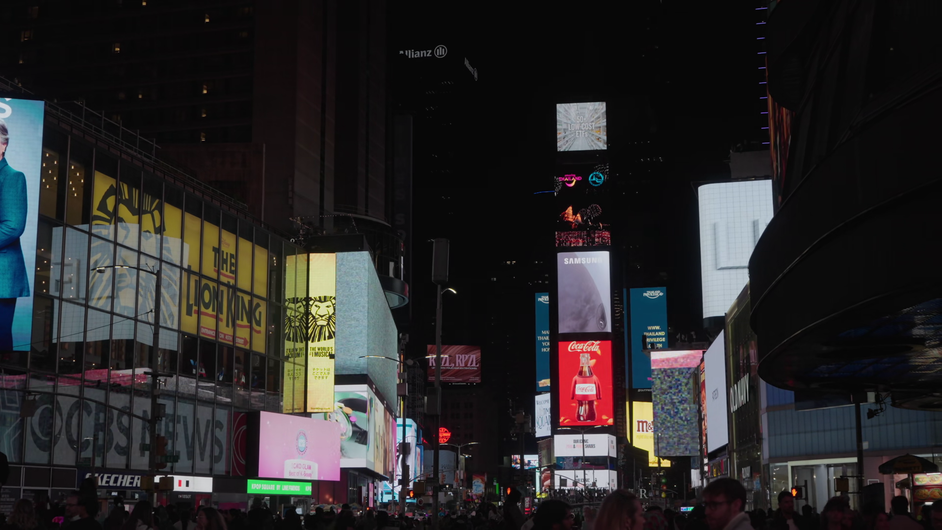 Times Square Neon Lights At Night Crowded Stock Footage SBV-353500169 ...
