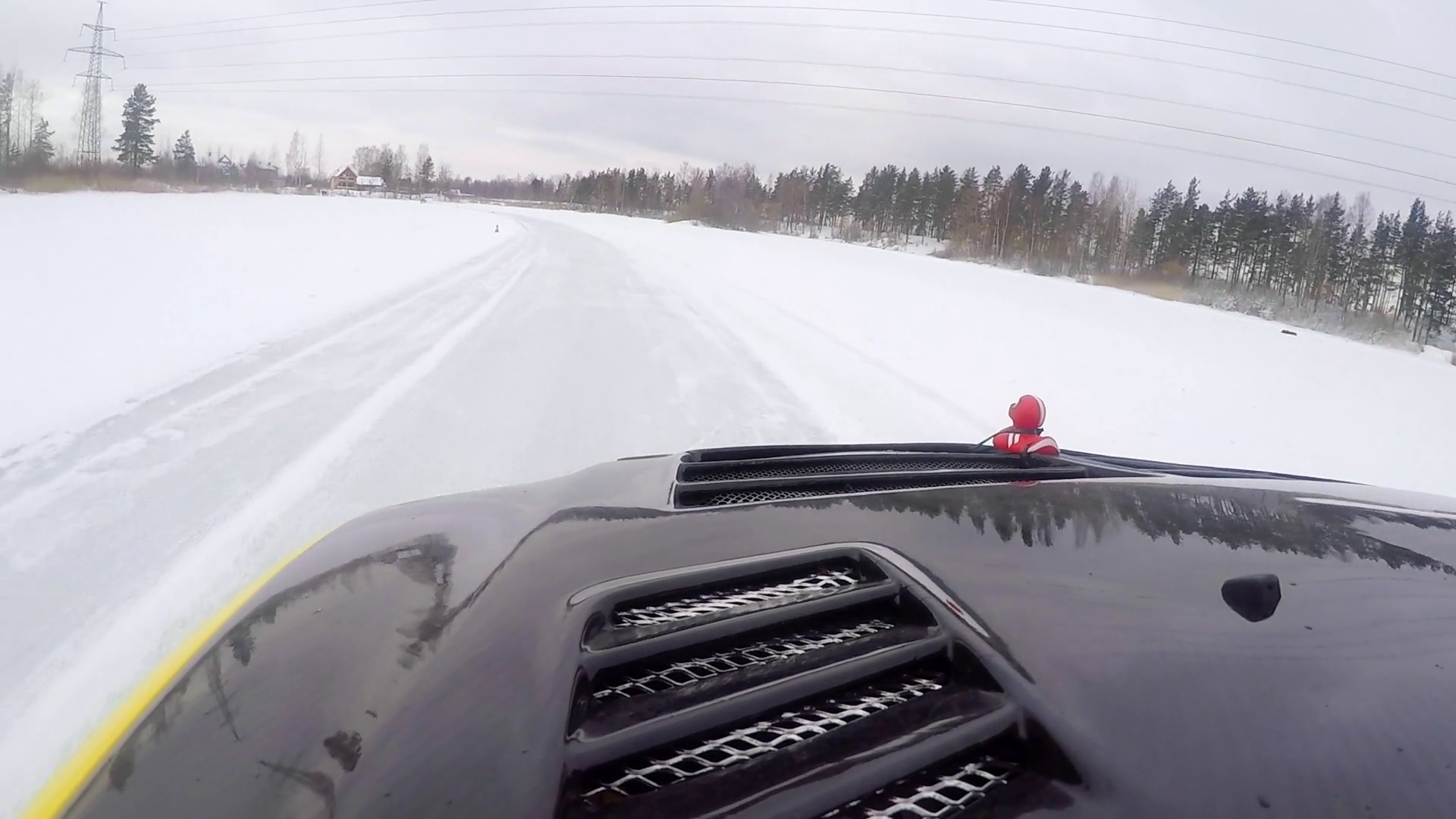 Car Drives Icy Track On Snow Covered Lake At Stock Footage SBV ...