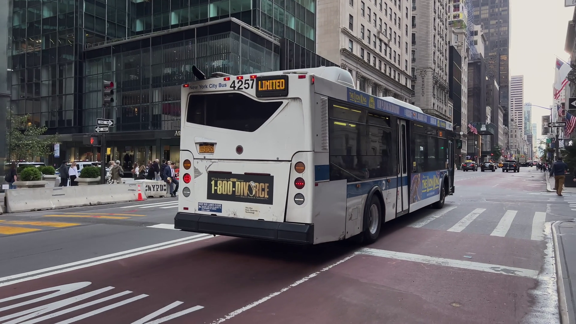 Mta City Buses Driving Along Route Fifth Stock Footage SBV-352320444 ...