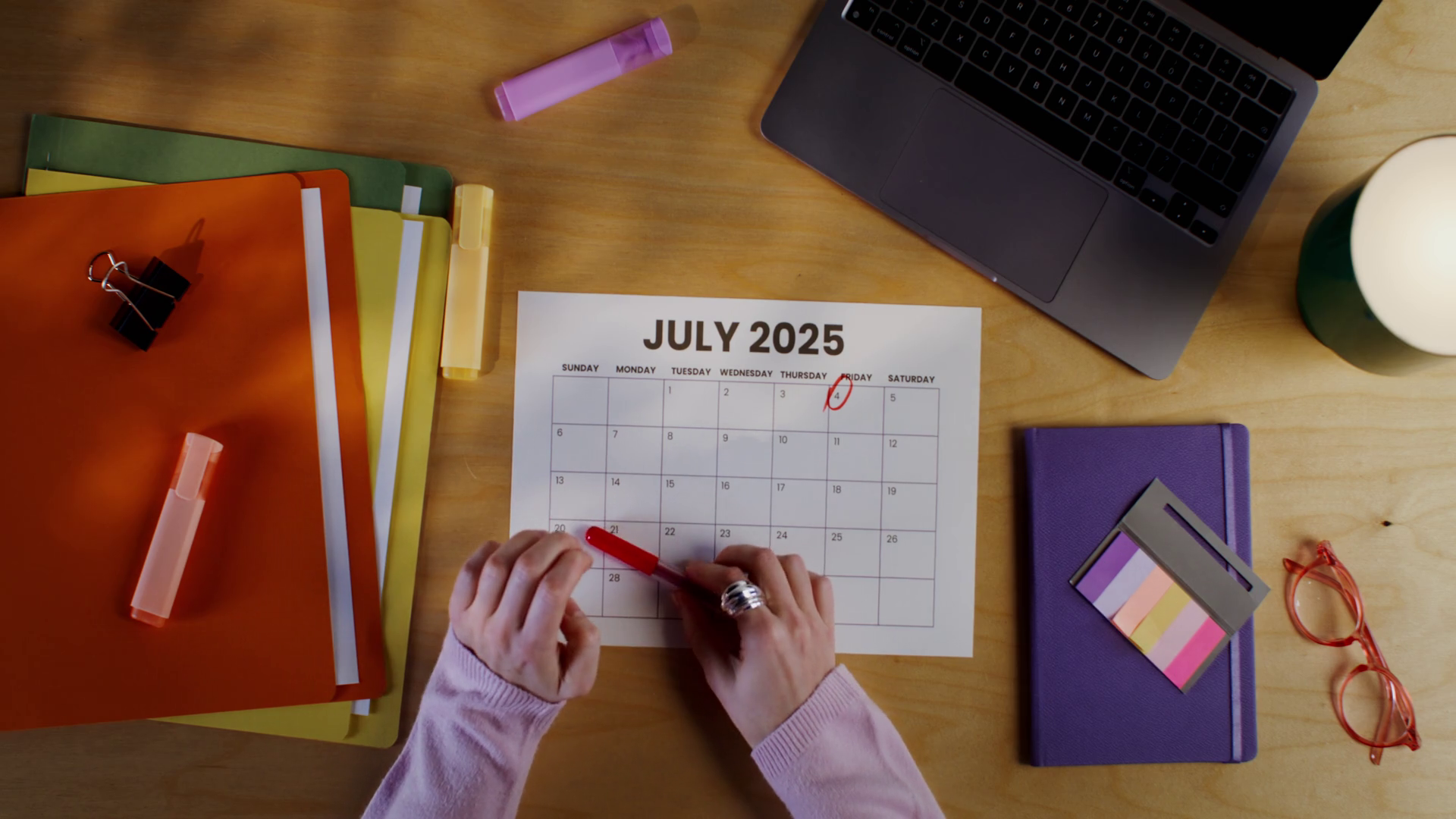 Woman's Hands Mark Date In Calendar With Red Stock Footage SBV ...