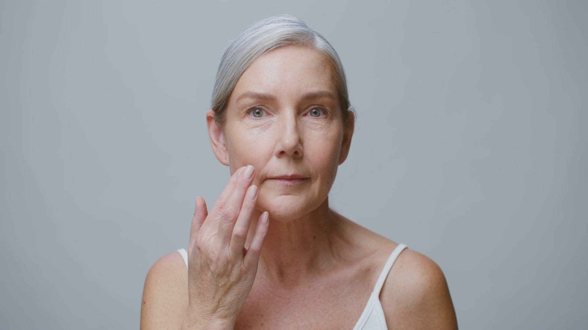 An Older Fair-skinned Model With Pulled Gray Stock Footage SBV ...