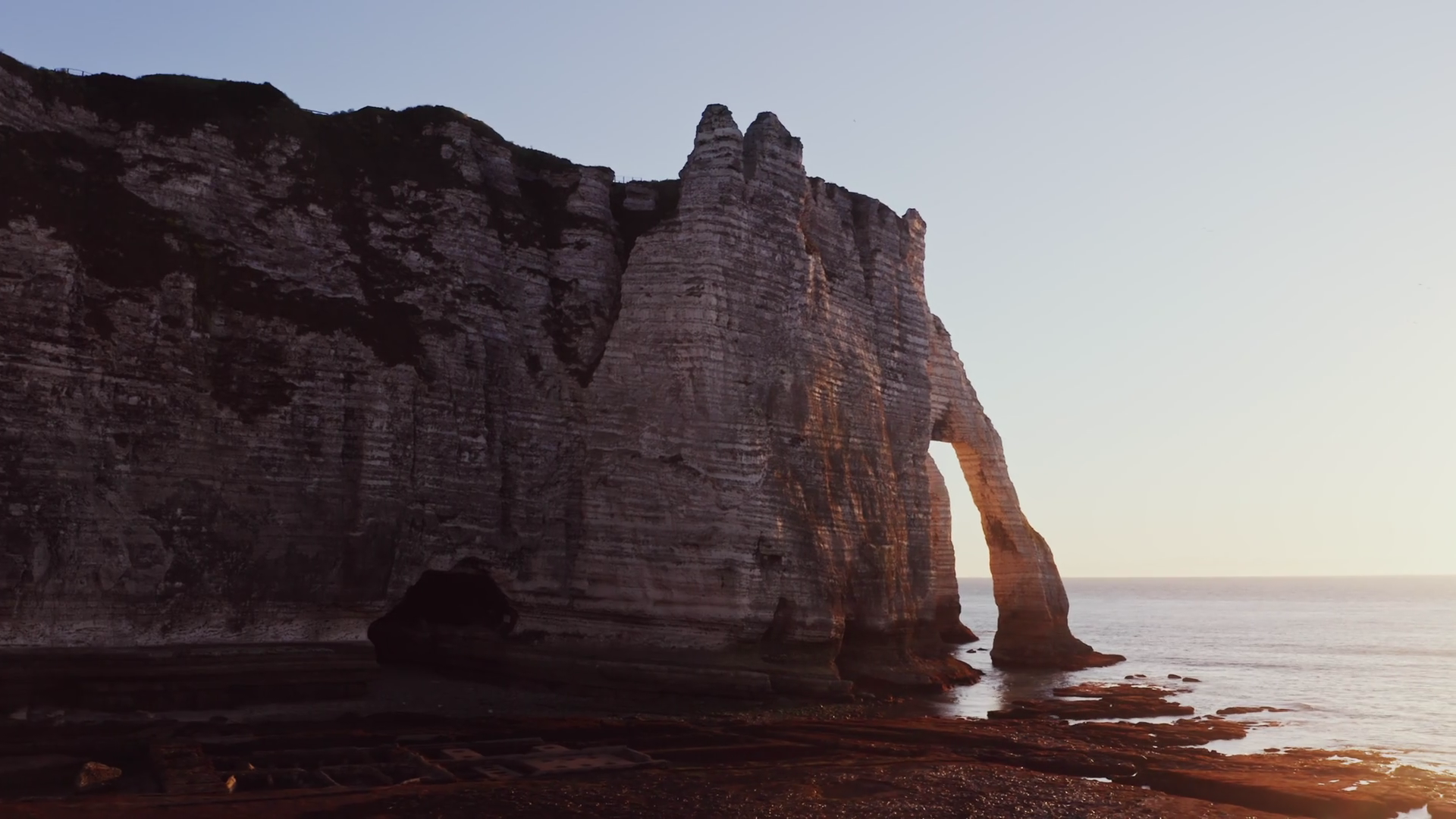 Sheer Cliffs With Natural Arches Washed Stock Footage SBV-347703873 ...