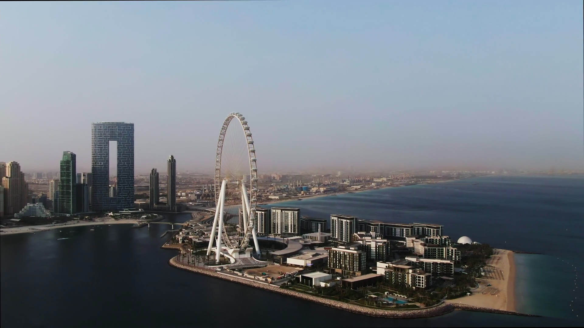 Aerial View Of Bluewaters Island Ain Dubai Stock Footage SBV-347725331 ...