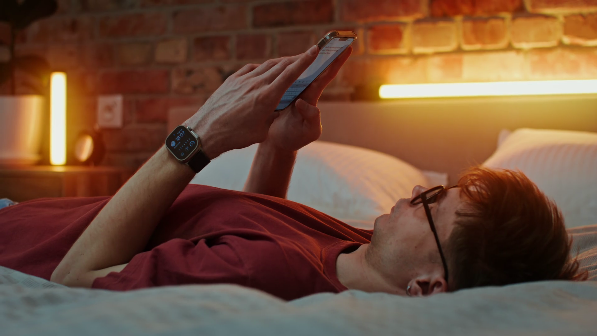 A Person Uses Mobile Phone On Bed Filmed Stock Footage SBV-347726919 ...