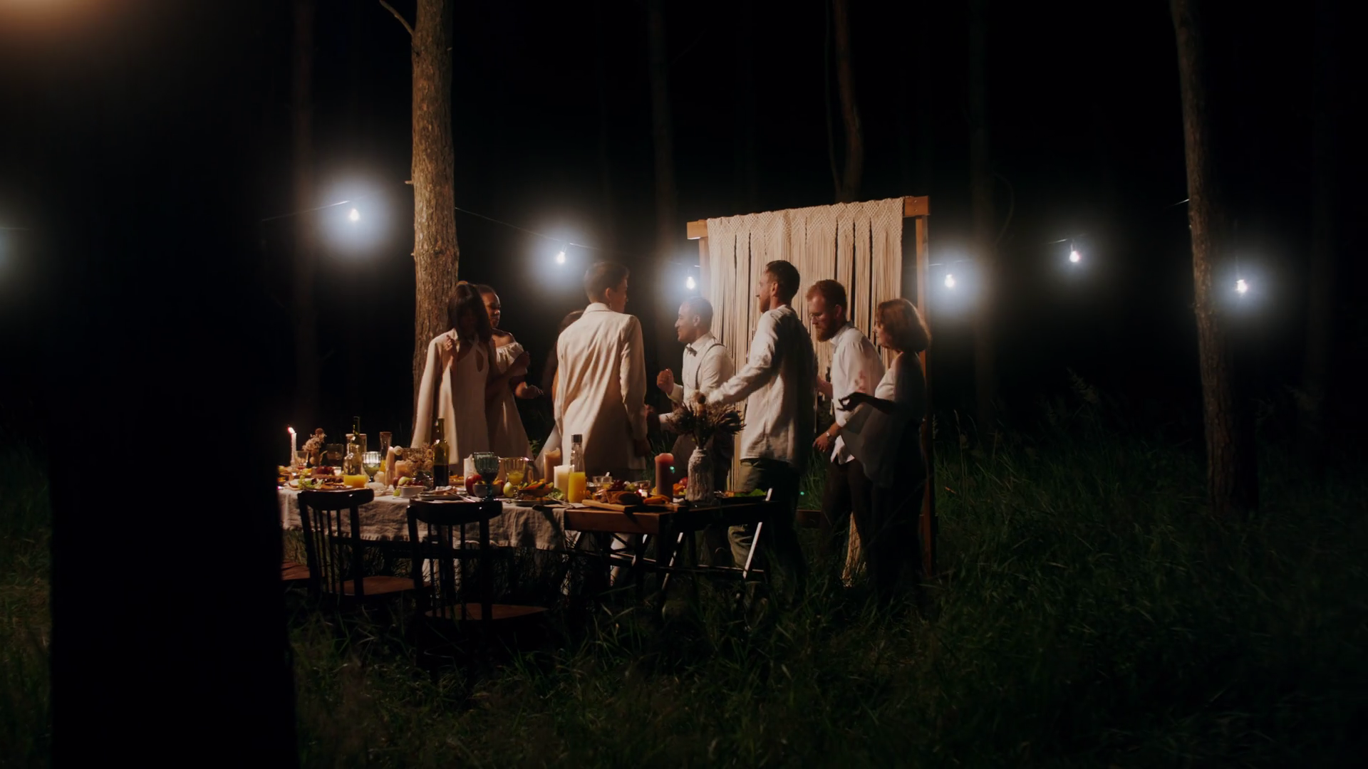 Elegant Guests Smile Dance At Outdoor Party Stock Footage SBV-347801658 ...