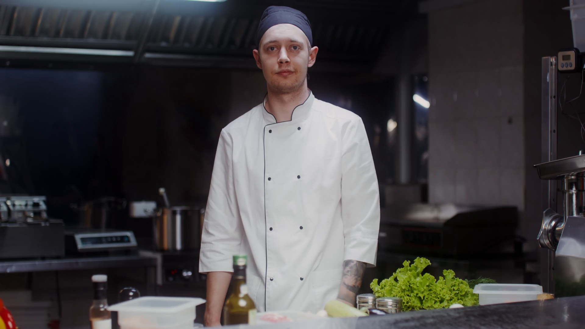 A Man In Chef's Uniform With Bandage On Head Stock Footage SBV ...