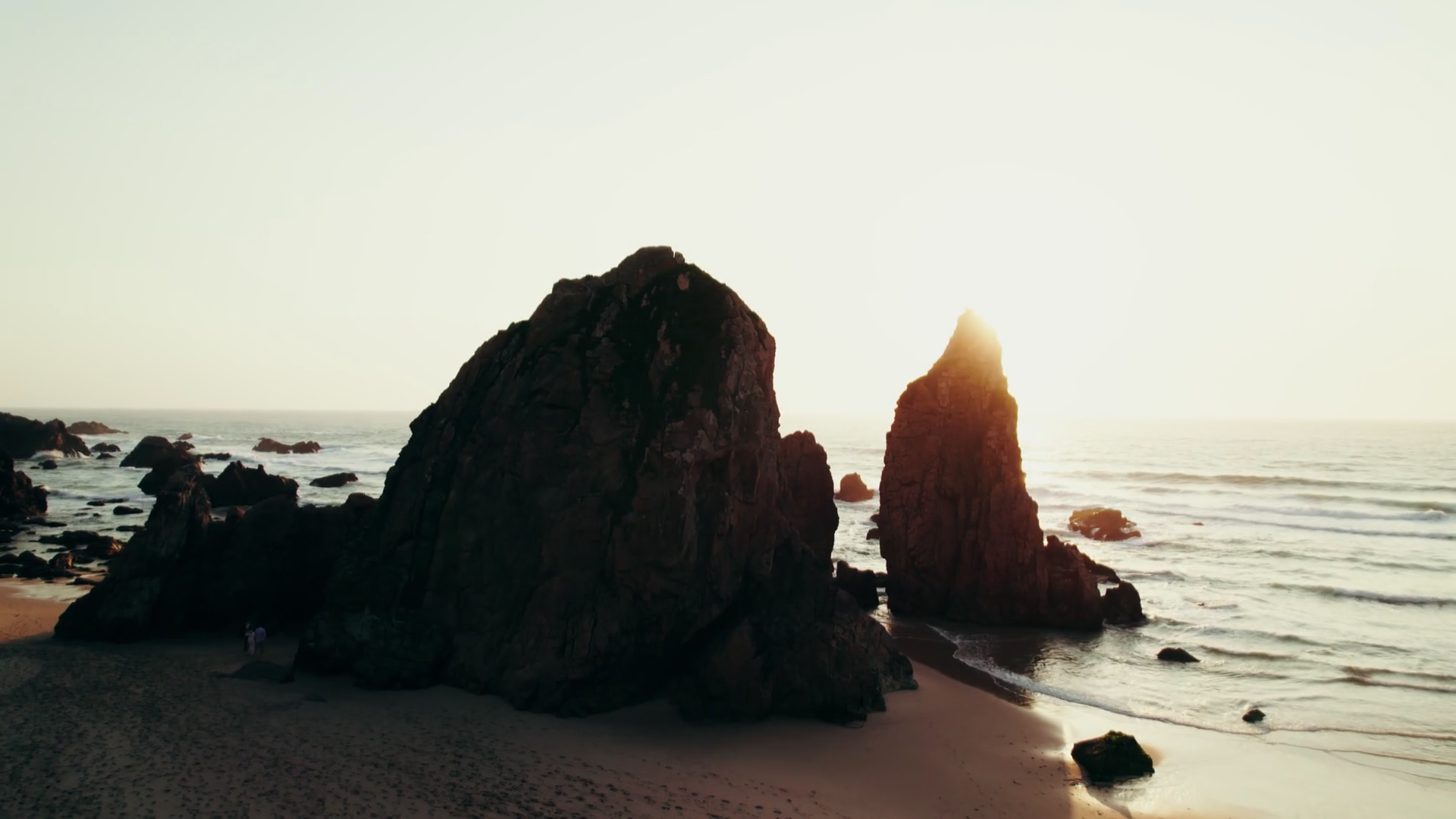 Sharp Peaks Of Rocks On Seashore Washed Sea Stock Footage SBV-348416380 ...