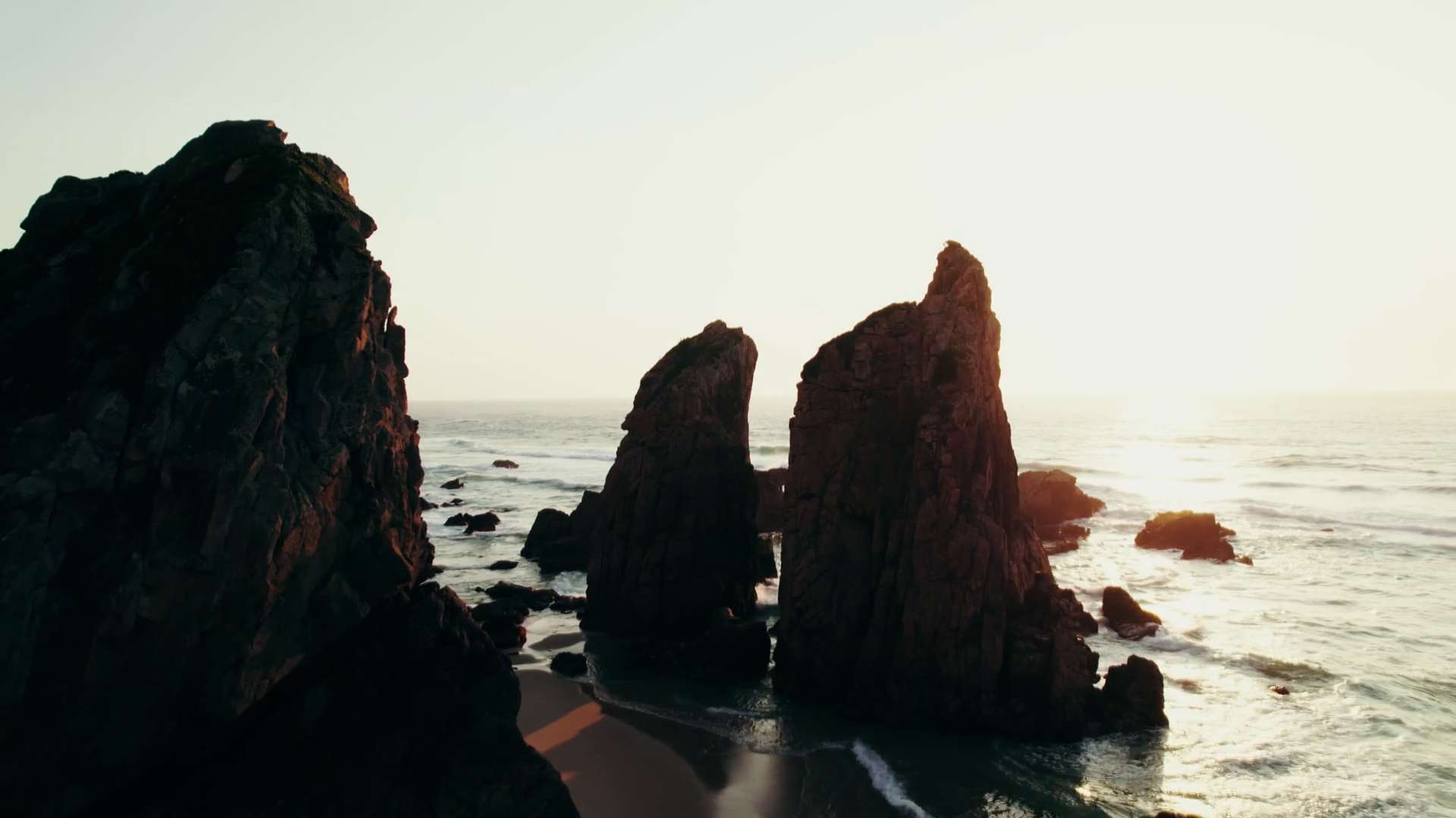 Sharp Peaks Of Rocks On Seashore Washed Sea Stock Footage SBV-348416454 ...
