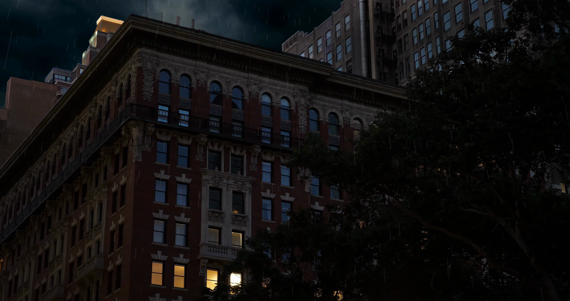 A Nighttime Rainy Establishing Shot (nx) Of Stock Footage SBV-328401267 ...