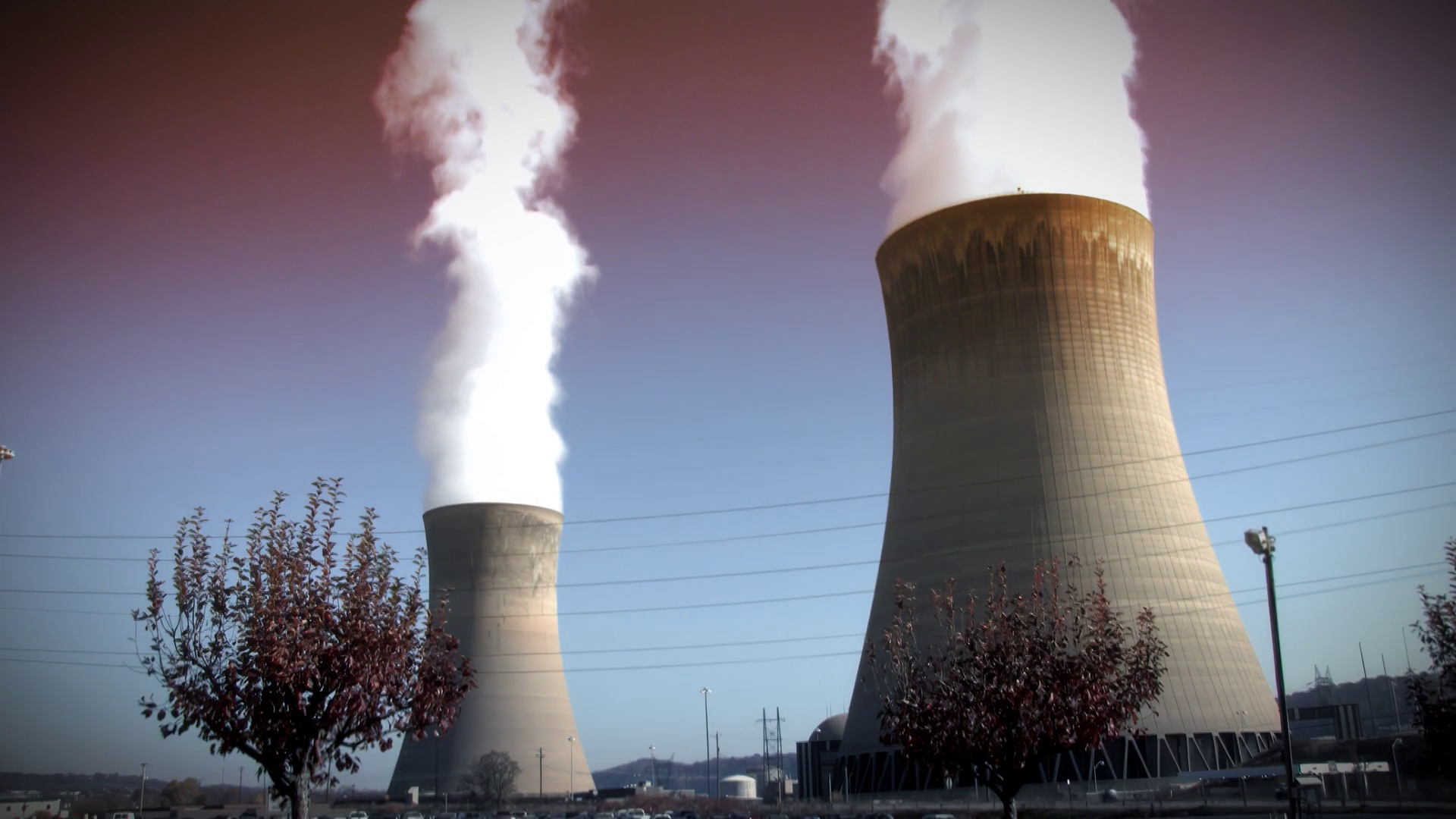 Two Nuclear Power Plant Towers Vent Smoke Stock Footage SBV-348791400 ...