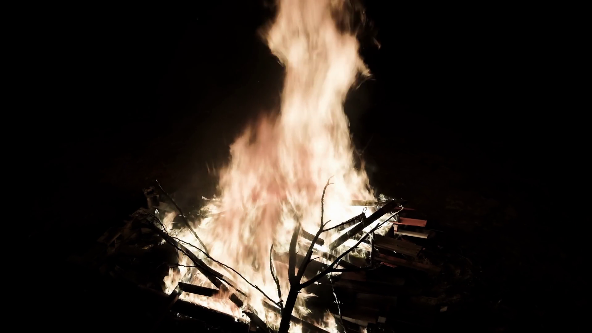 Camera Slowly Orbiting Around Large Bonfire Stock Footage SBV-348636094 ...