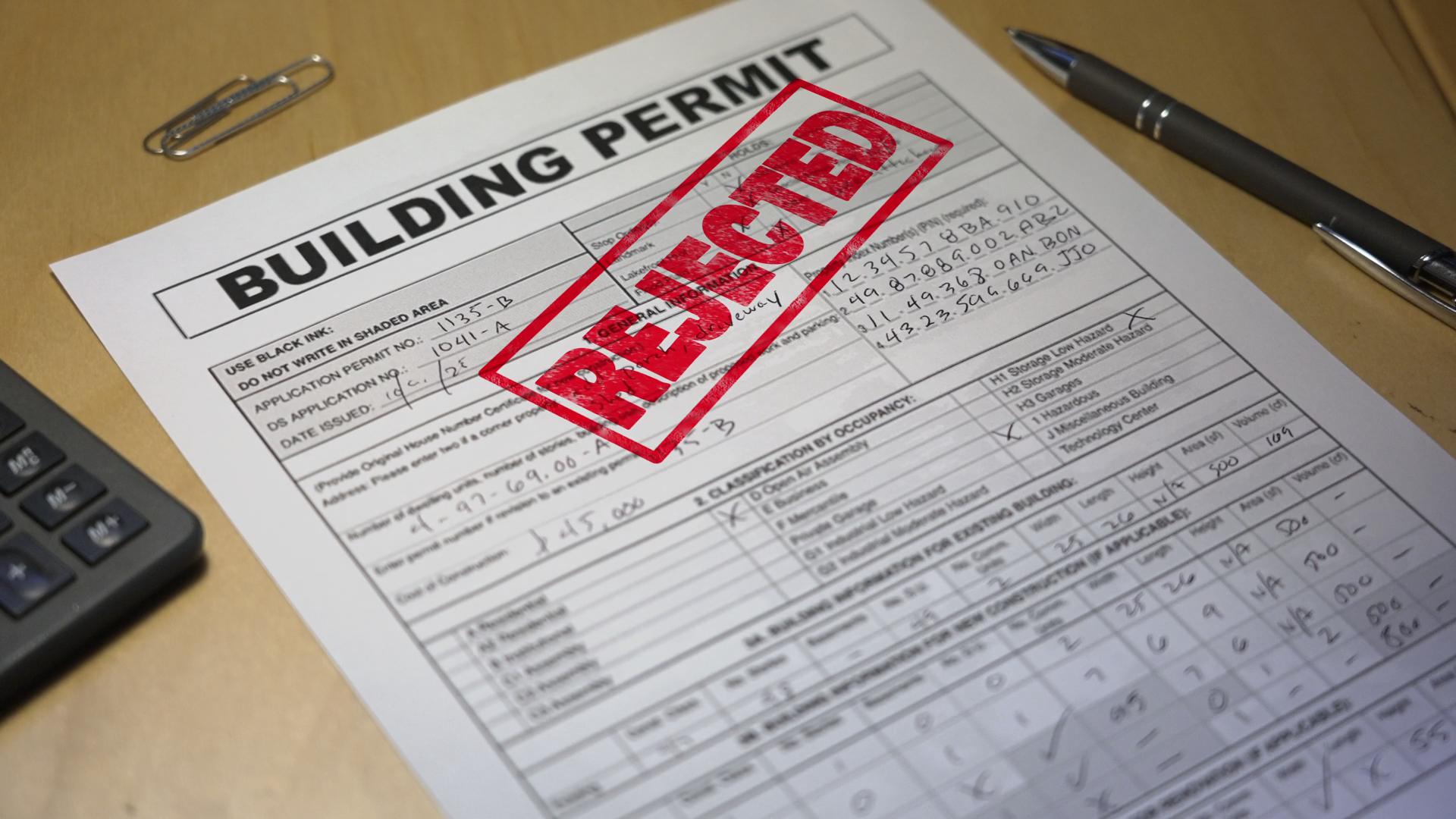 Close-up Of Rejected Building Permit Stamped Stock Footage SBV ...