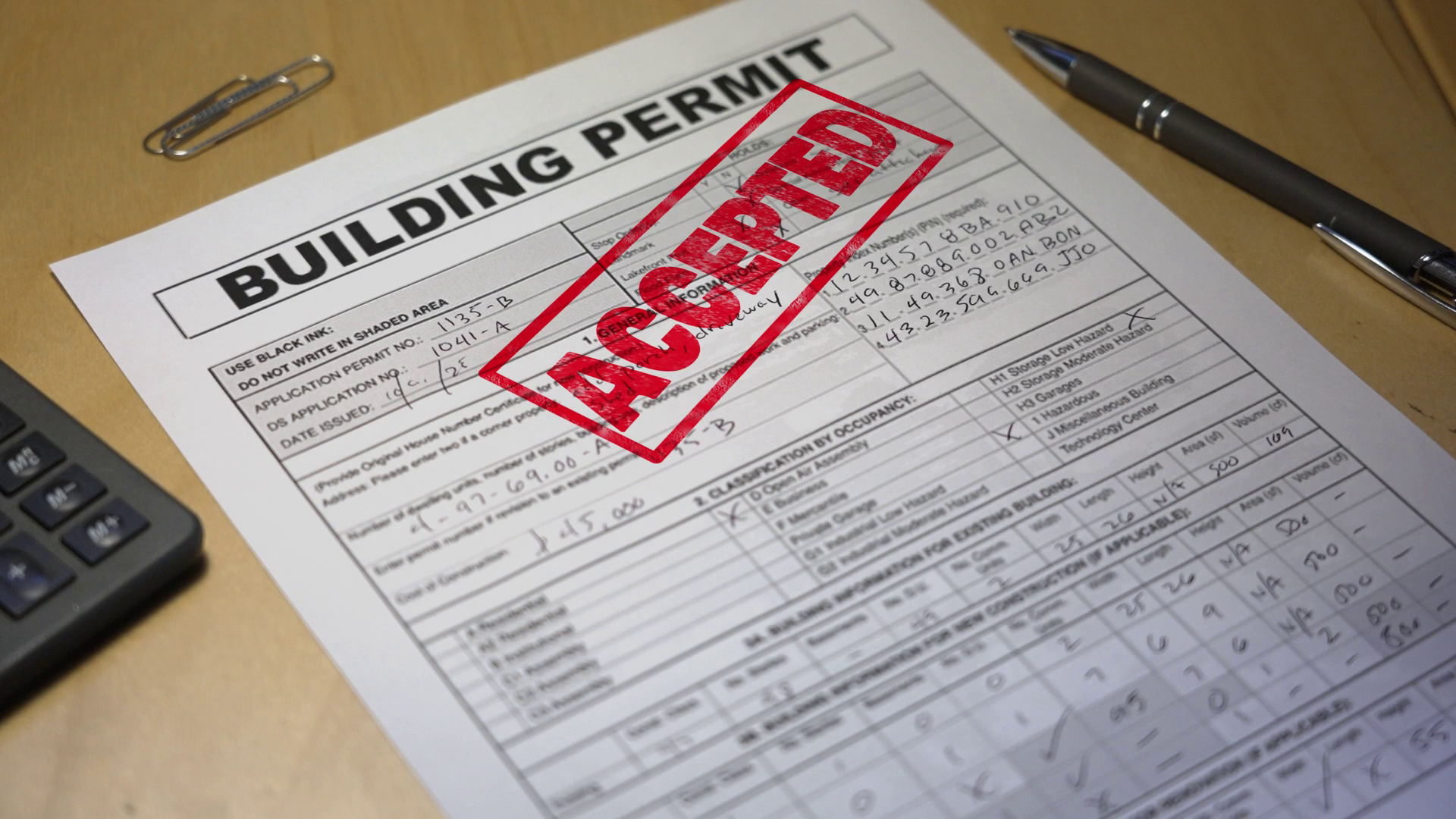 Close-up Of Approved Building Permit Stamped Stock Footage SBV ...
