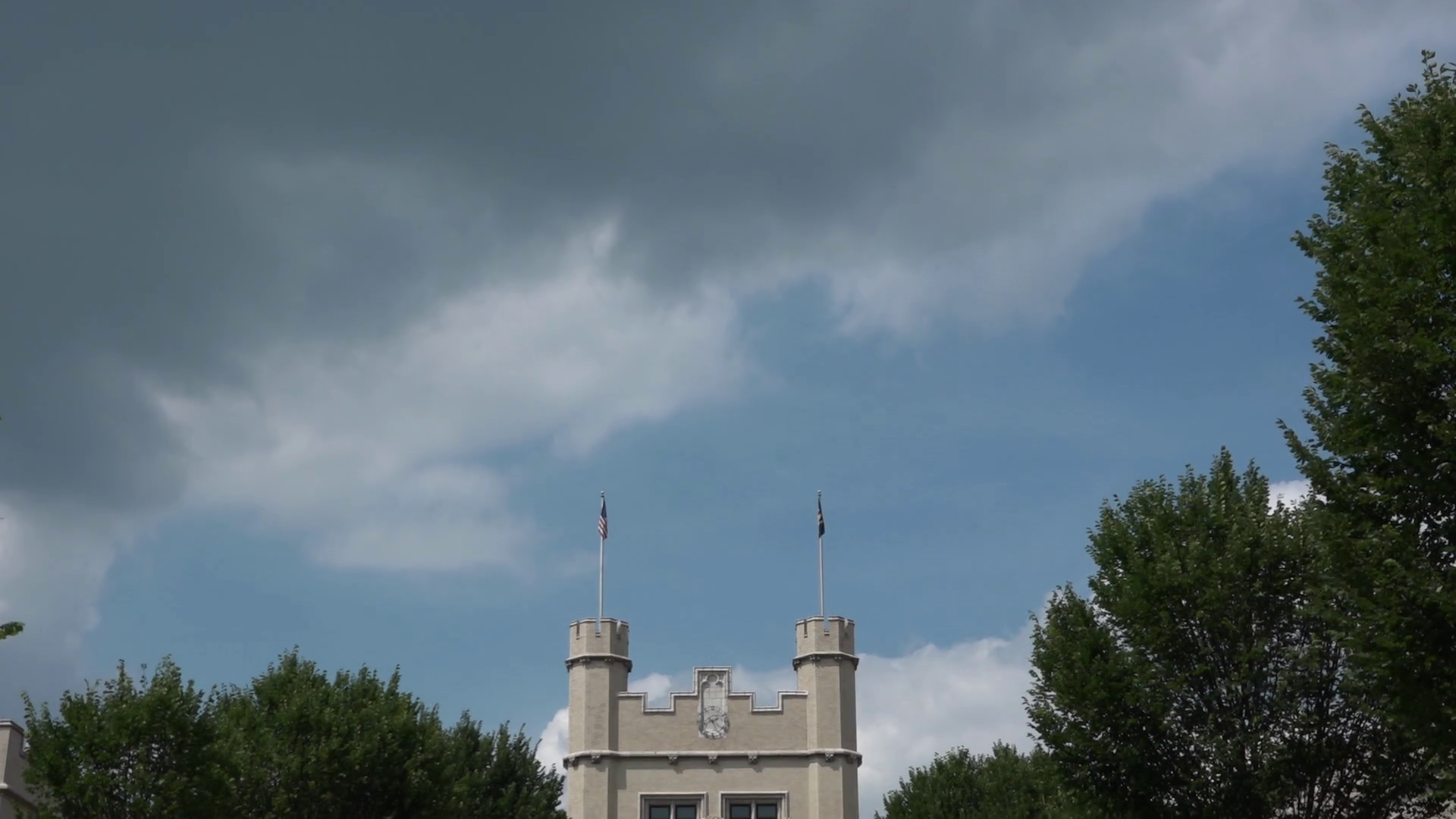 WOOSTER, OHIO - Circa August, 2015 - An establishing shot of the campus ...