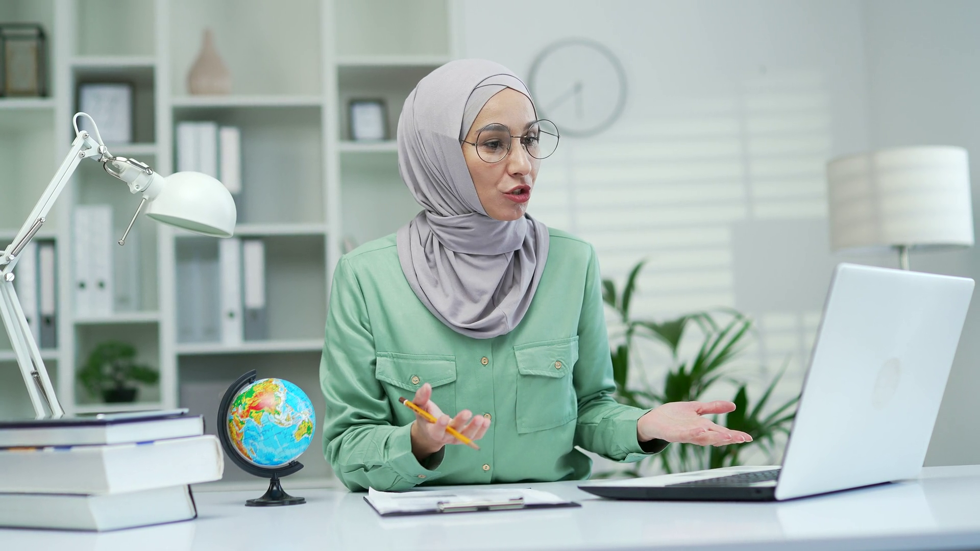 Muslim Female Teacher Private Tutor Doing Stock Footage SBV-352114951 ...