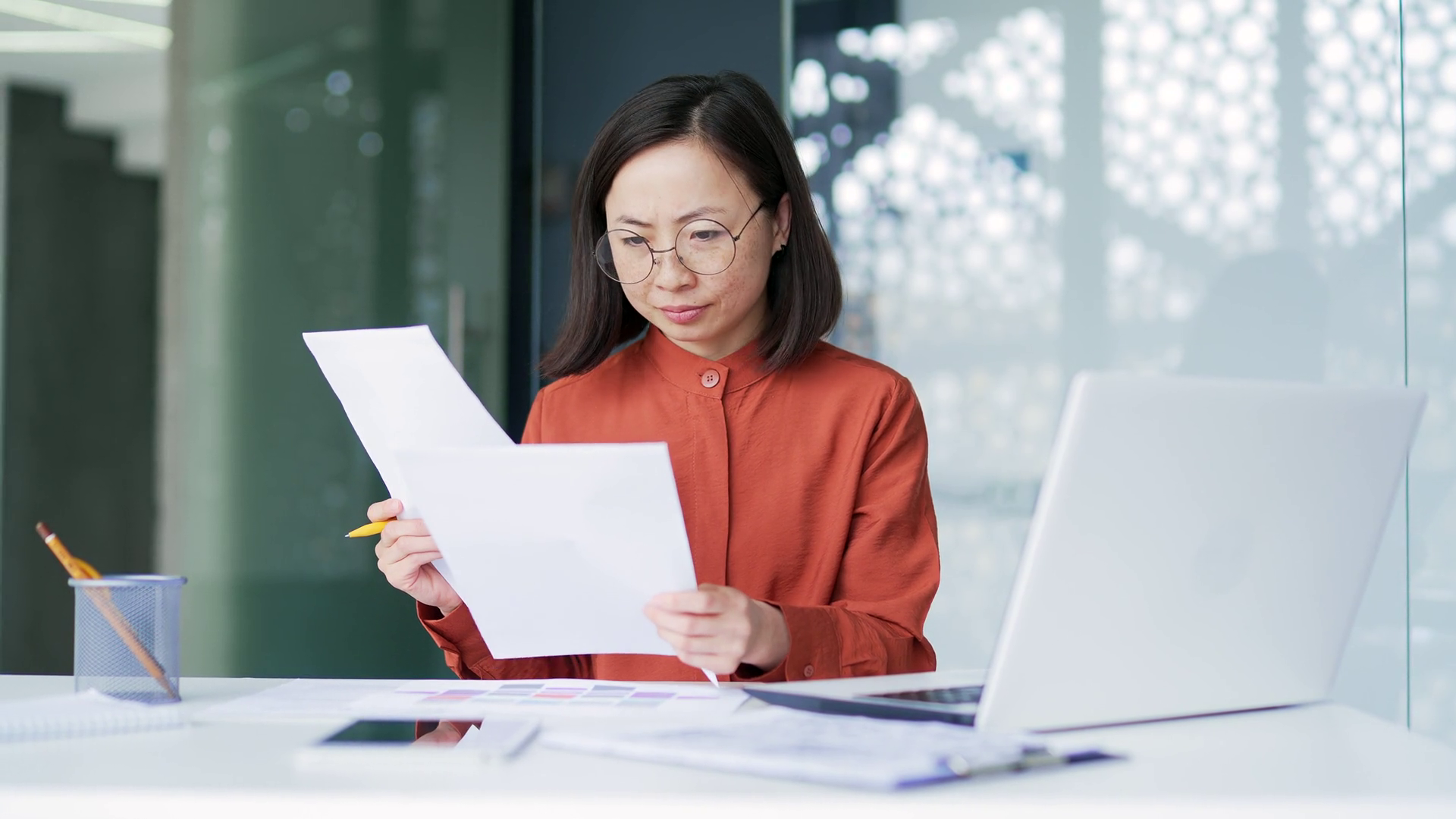 Confused Asian Female Accountant Having Stock Footage SBV-352107755 ...