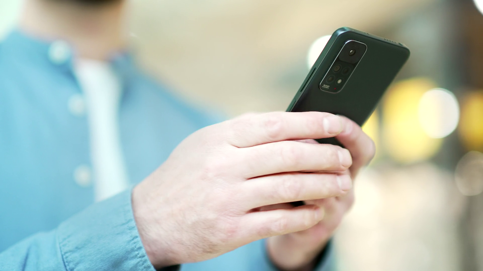 Lose Up Male Hand Using Smartphone Stock Footage SBV-352100844 ...