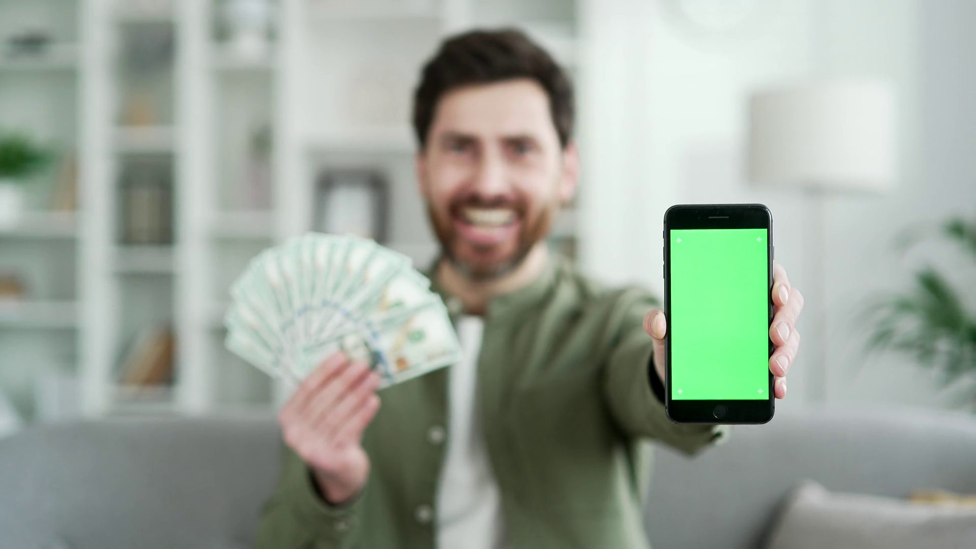 Satisfied Happy Man Holding Money Showing Stock Footage SBV-352016142 ...