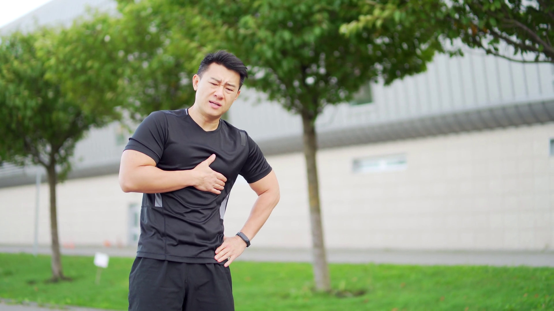 Young Adult Asian Athlete Jogging Chest Stock Footage SBV-352043583 ...