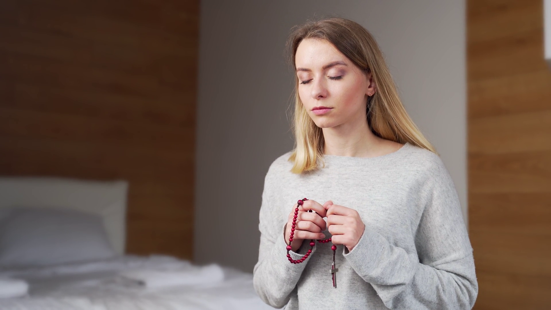 Portrait Young Girl Woman Sincerely Praying Stock Footage SBV-351875753 ...