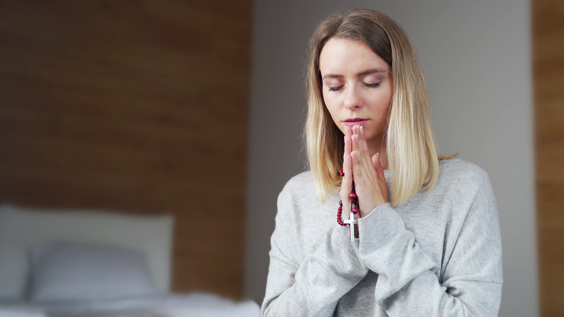 Portrait Young Girl Woman Sincerely Praying Stock Footage SBV-351875757 ...
