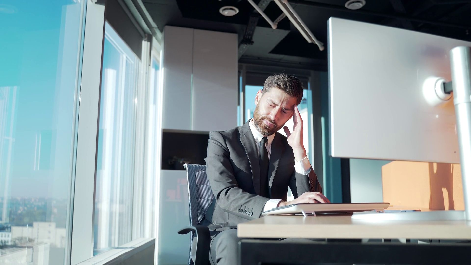 Young Exhausted Overworked Office Worker Stock Footage SBV-351682932 ...