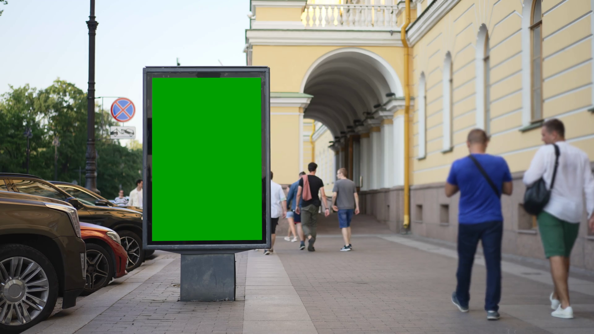 4k View Of Billboard People Walk On City Stock Footage SBV-347594533 ...