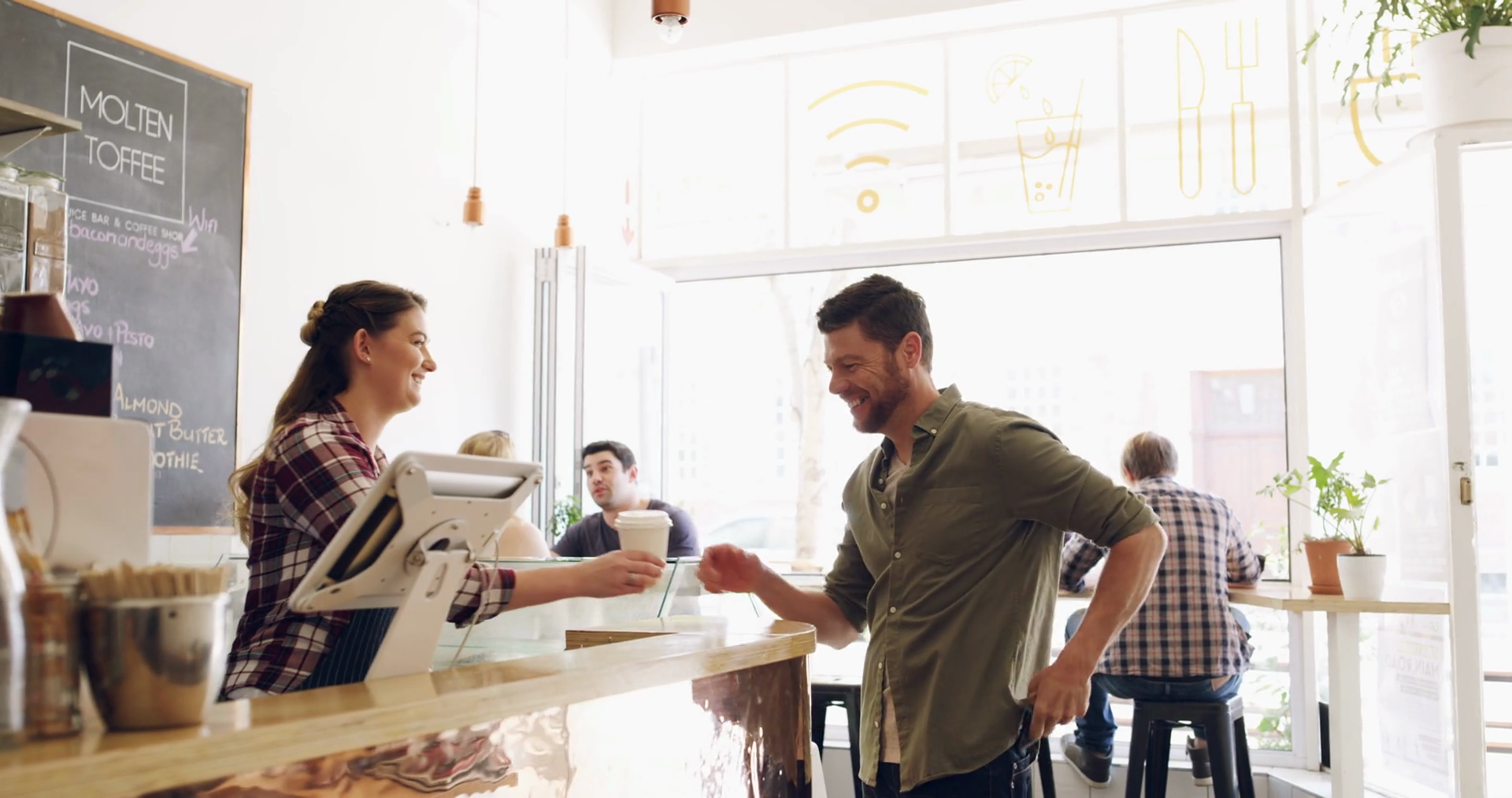 Coffee Payment Man With Cashier At Cafe Stock Footage SBV-352389975 ...