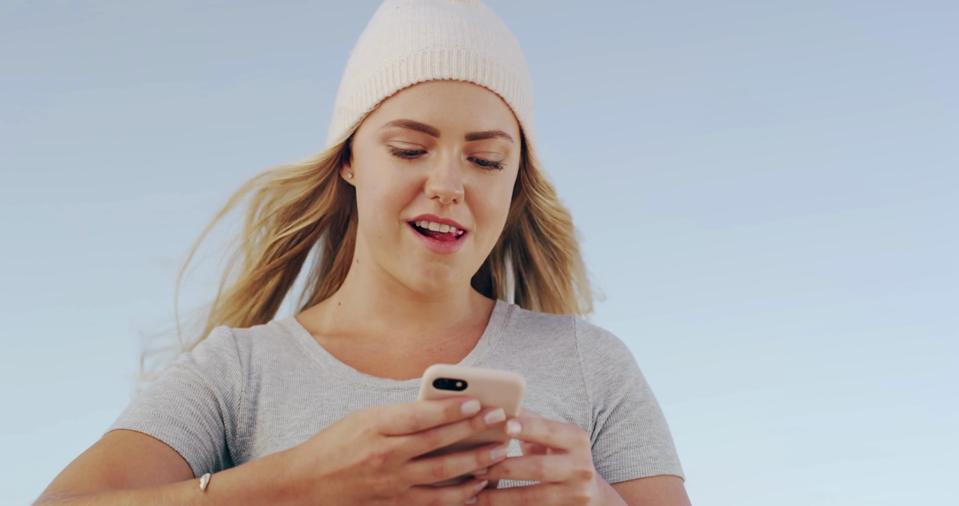 Woman Phone Outdoor Chewing Gum Reading Stock Footage SBV-352623987 ...