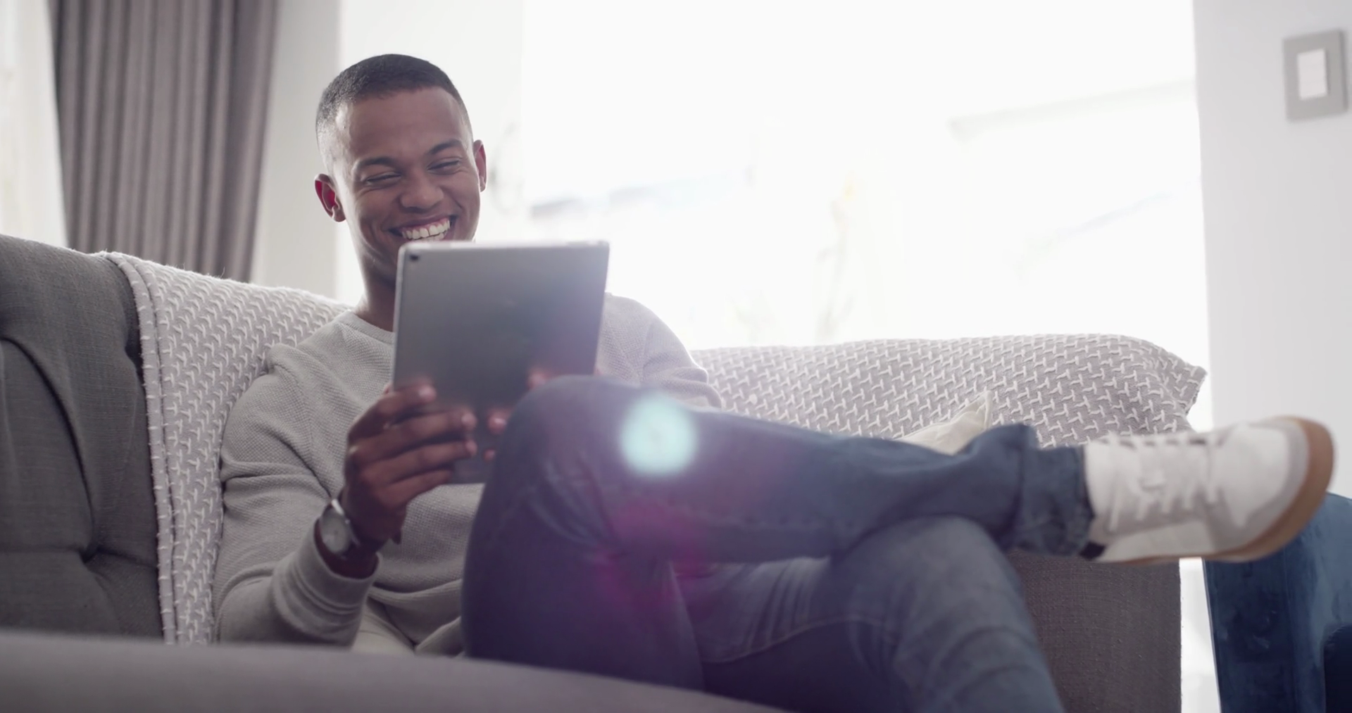 Young African American Man Browsing Internet Stock Footage SBV ...
