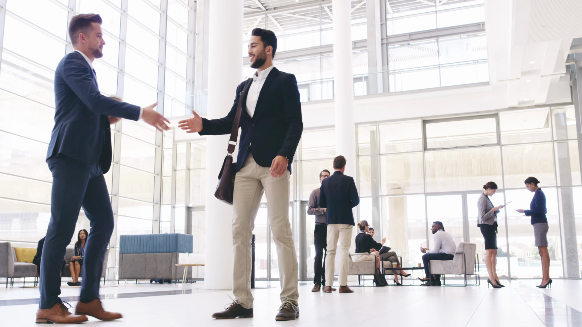 Professional Young Businessmen Greeting In Stock Footage SBV-353607953 ...