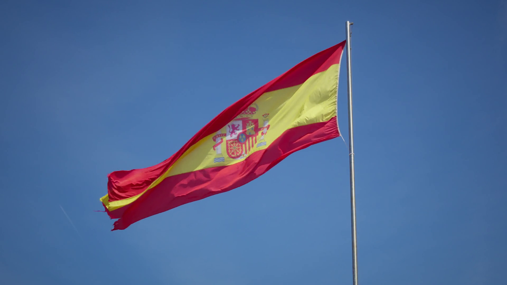 Spanish Flag Against Clear Blue Sky Stock Footage SBV-348376425 ...