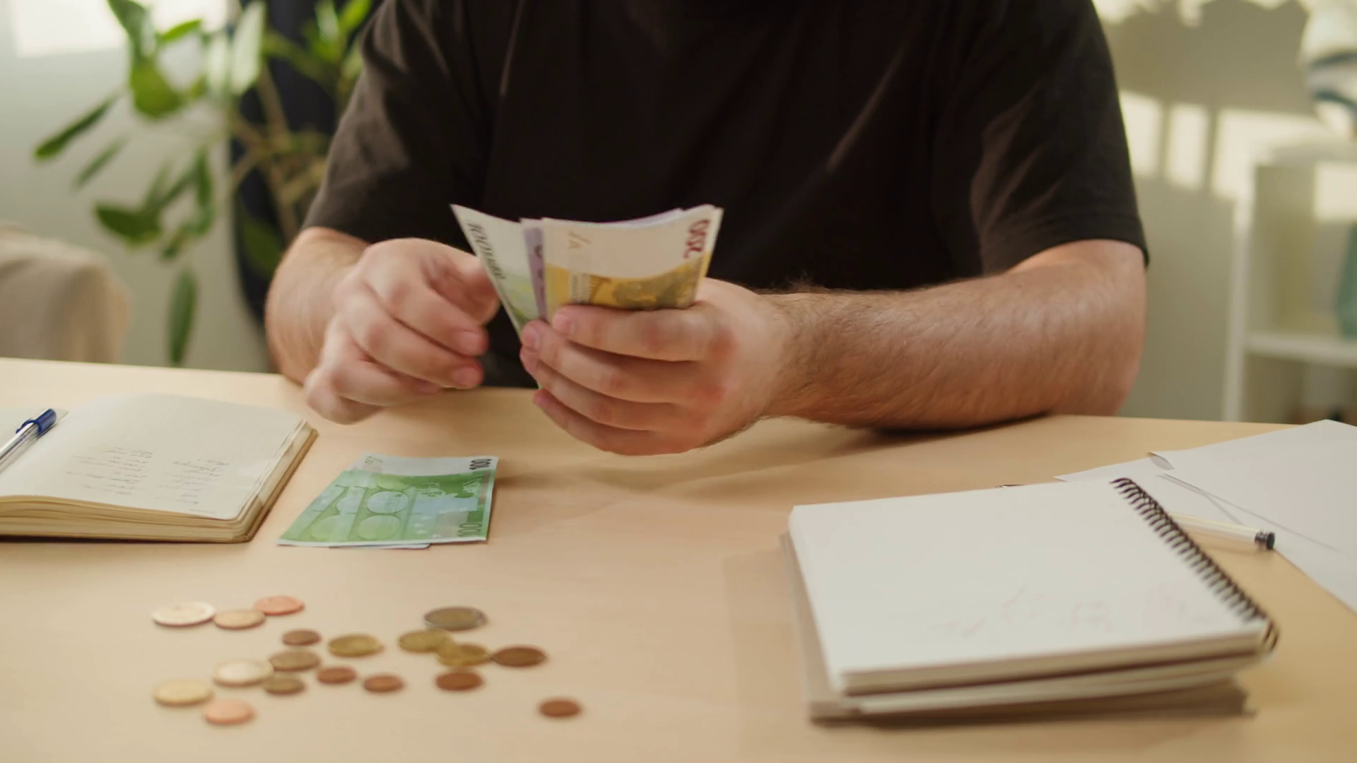 Man Counting Money Monthly Expenses Rich Stock Footage SBV-346939812 ...