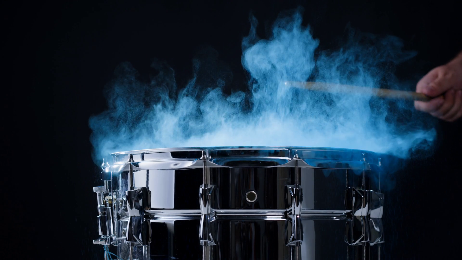 Playing Drums With Colorful Blue Powder Stock Footage SBV-347002239 ...