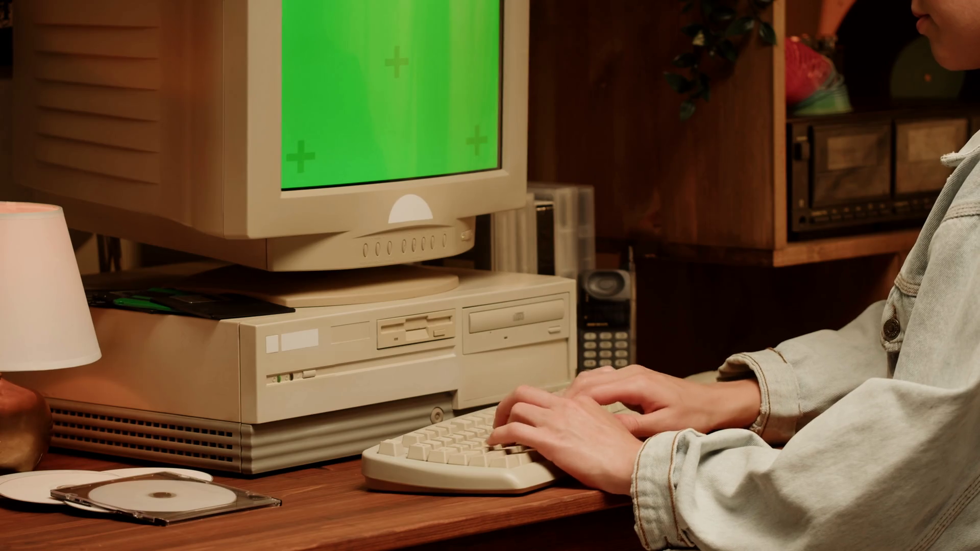 Retro Pc With Croma Key Green Screen Using Stock Footage SBV-347740494 ...