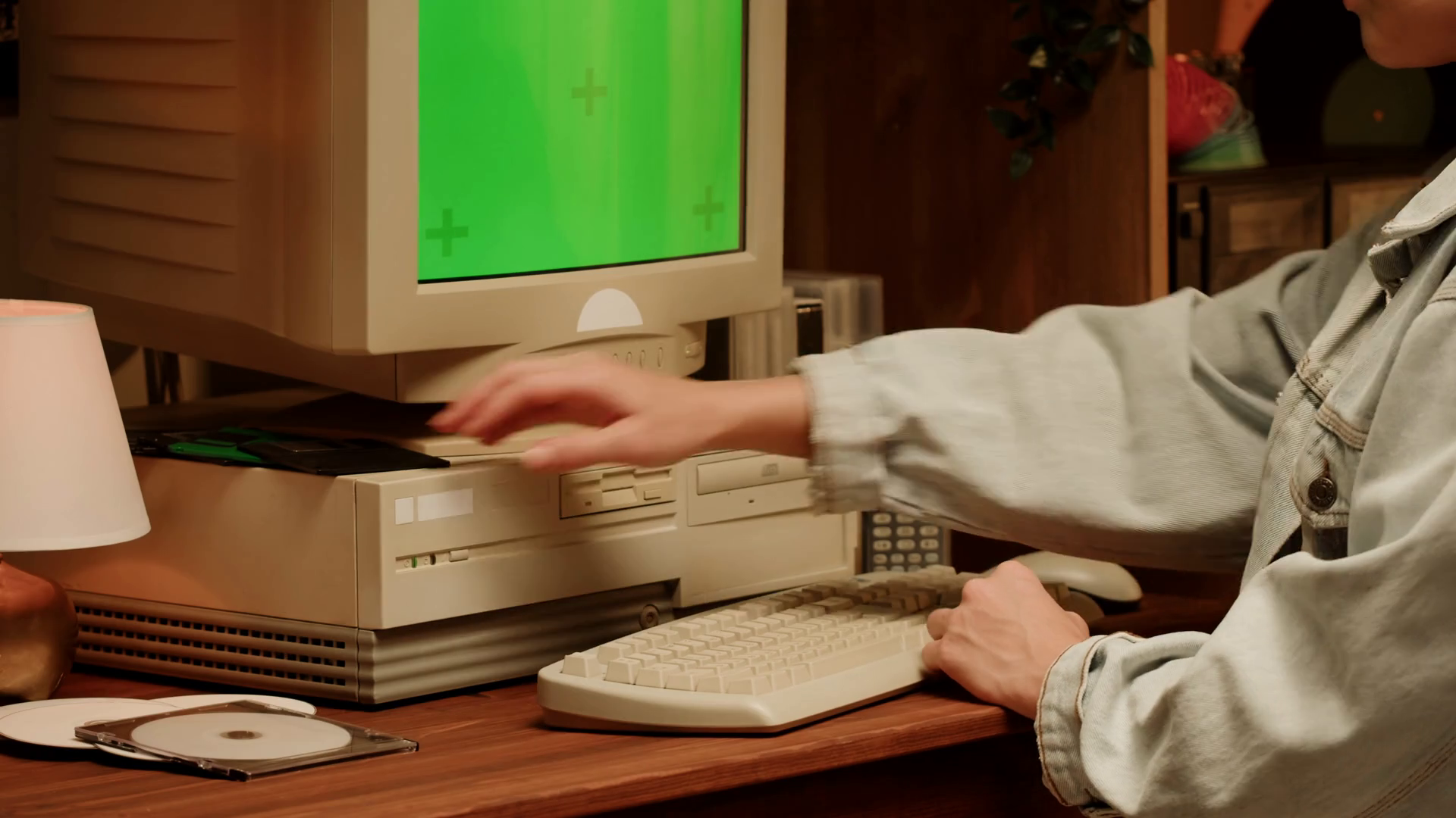 Retro Pc With Croma Key Green Screen Using Stock Footage SBV-348825374 ...