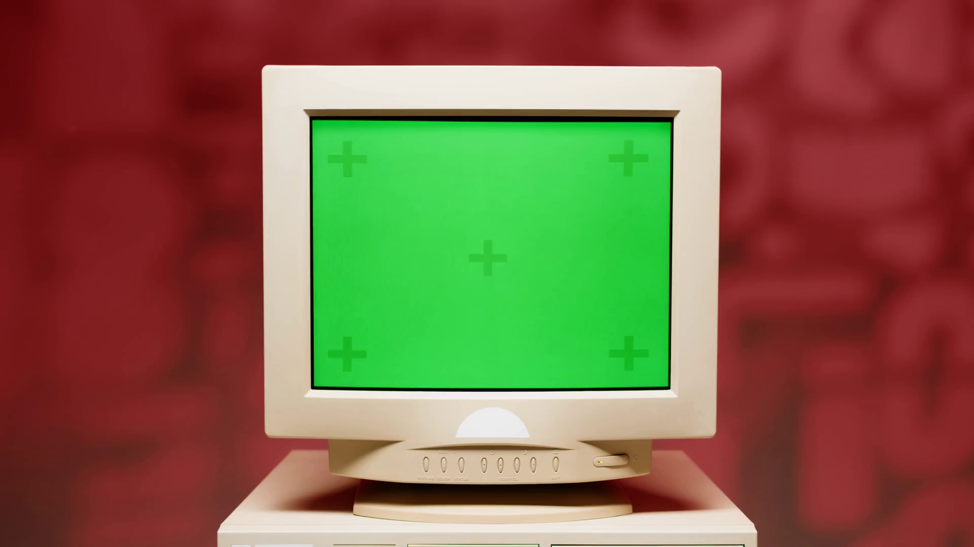 Retro pc with chroma key green screen, Old computer studio close-up ...