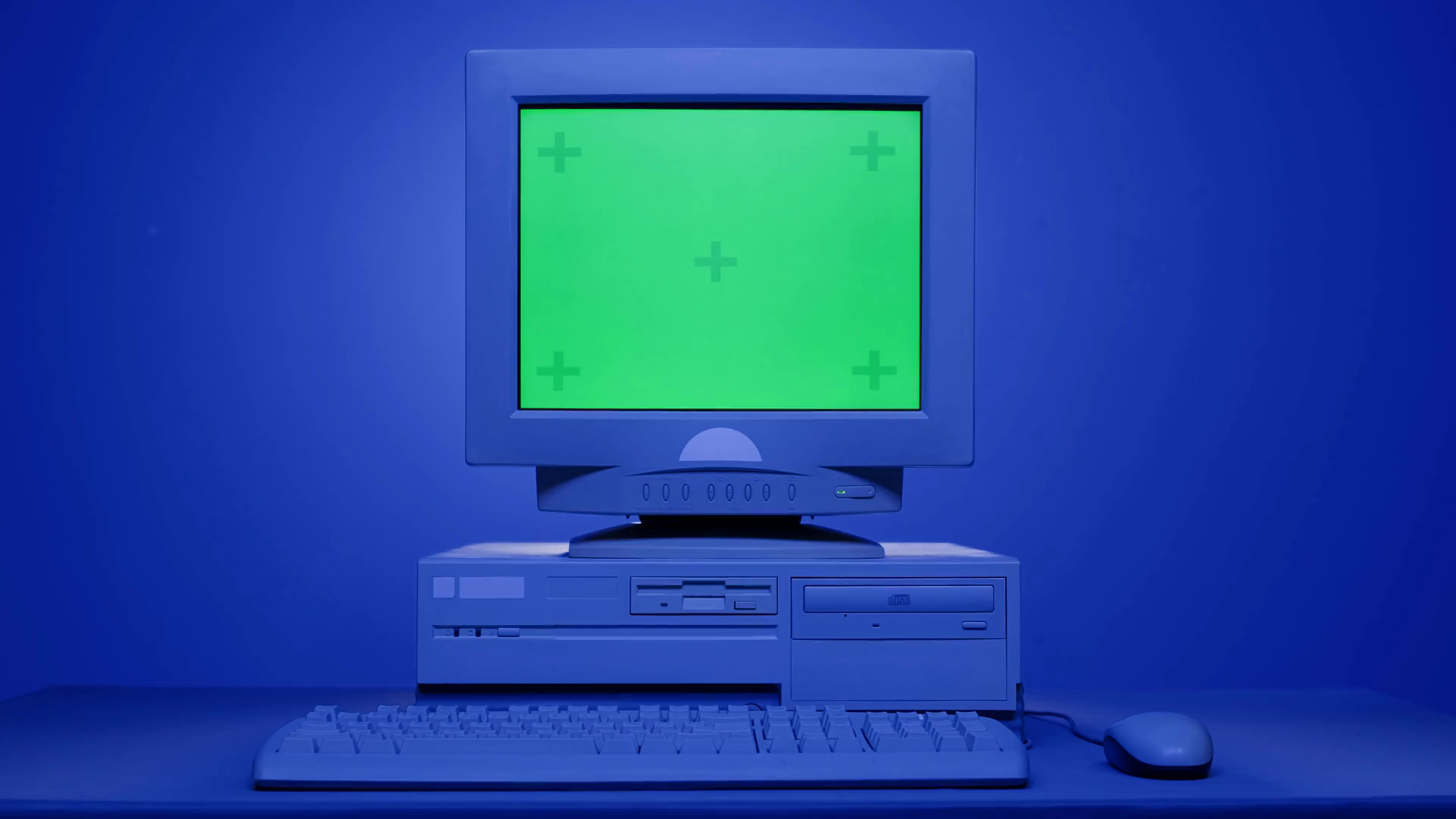 Retro pc with chroma key green screen, Old computer studio close-up ...