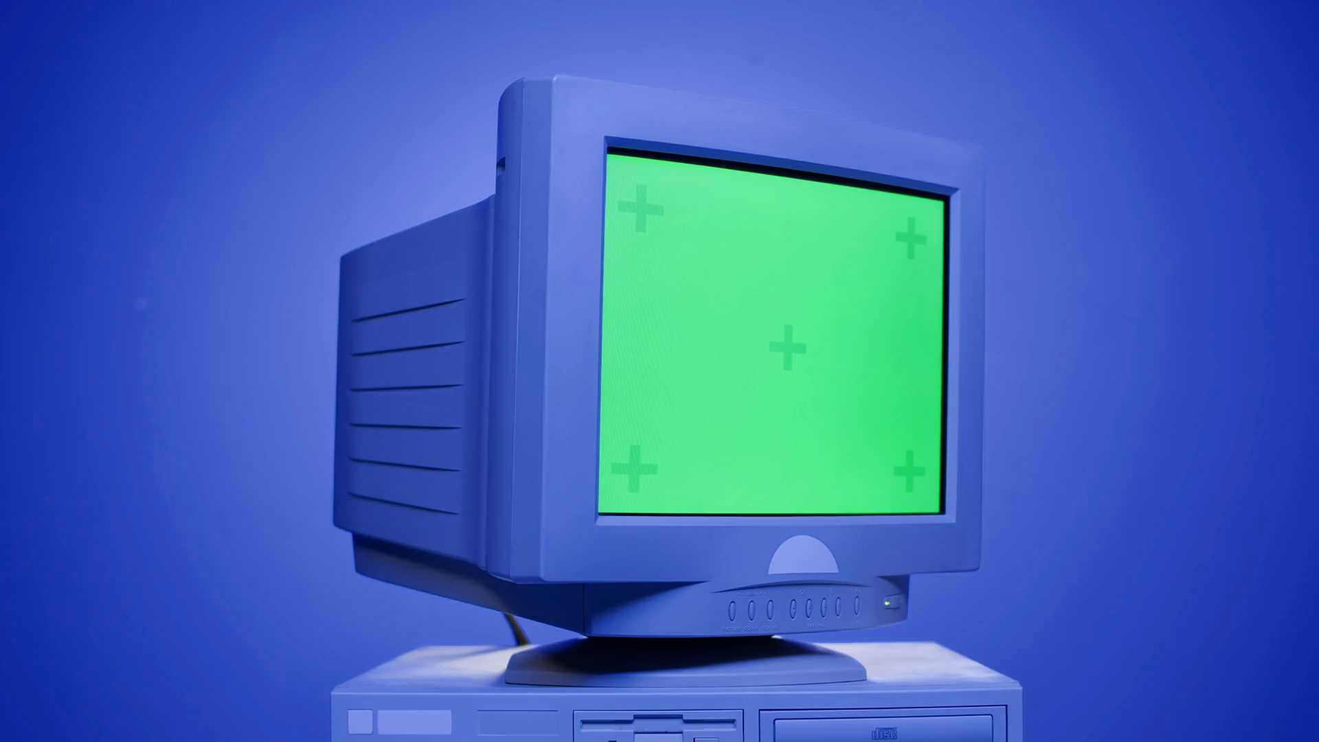 Retro pc with chroma key green screen, Old computer studio close-up ...