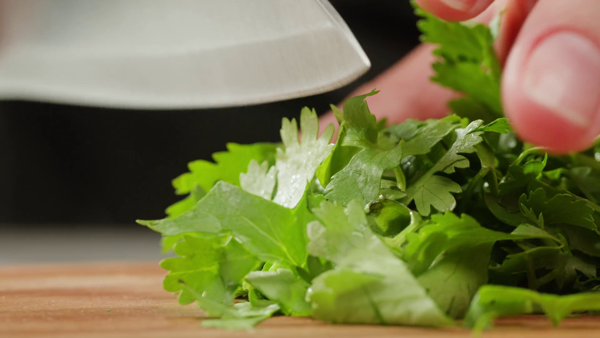 Cilantro Parsley Cutting Knife Close Up Chef Stock Footage SBV ...