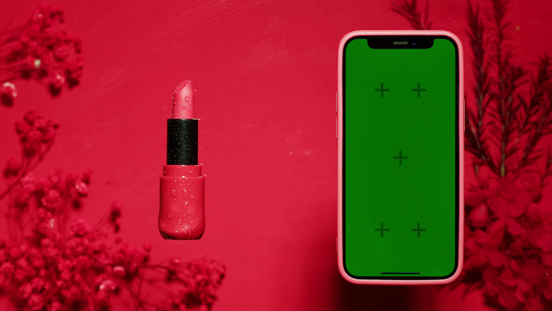 Phone With Green Screen Chroma Key On Red Stock Footage SBV-348611092 ...