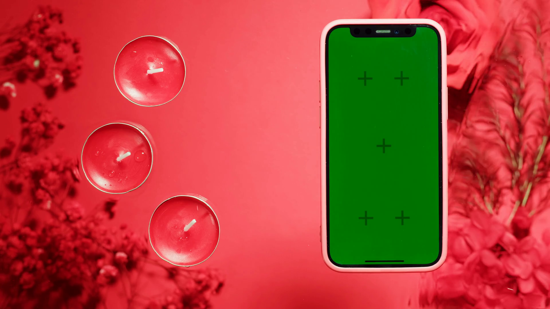 Phone With Green Screen Chroma Key On Red Stock Footage SBV-348590697 ...