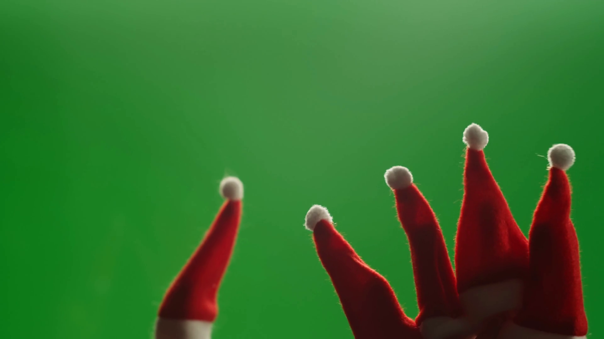 Little Christmas Hats On Green Screen Chroma Stock Footage SBV ...