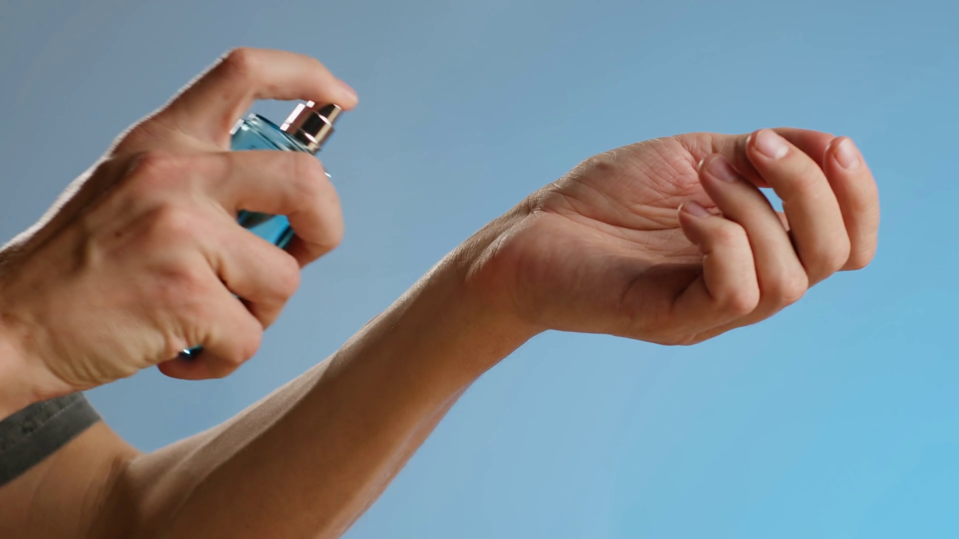 Young Man Applying Perfume To Skin In Dark Stock Footage SBV-348758432 ...