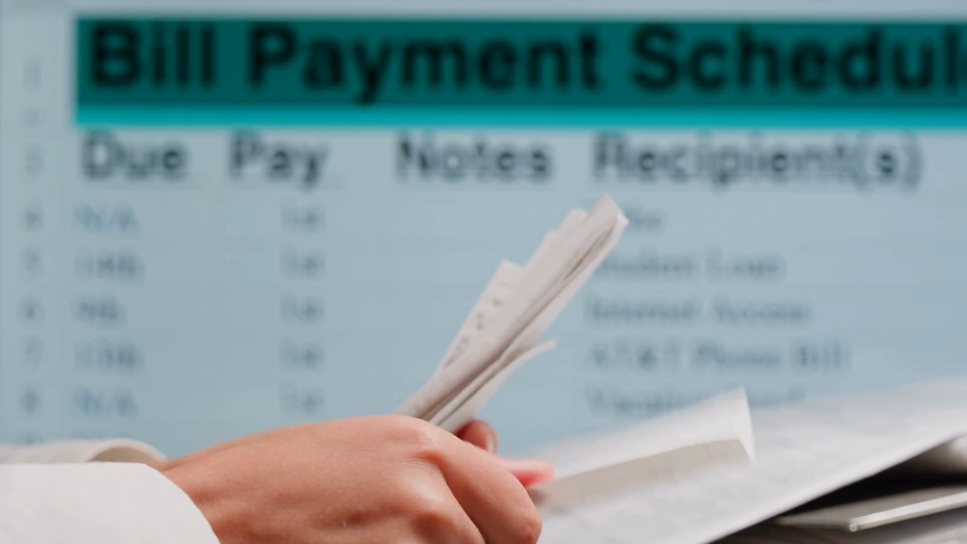 Close-up Of Woman Counting Invoices In Front Stock Footage SBV ...